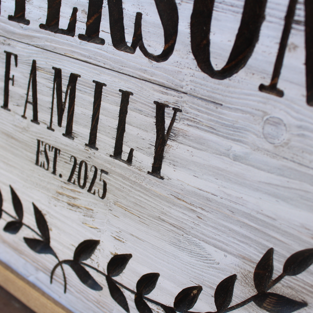 Personalized Carved Family Name Wooden Sign – Rustic Brook Farm